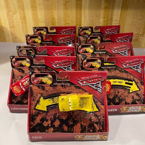 Disney | Toys | Disney Pixar Cars 8 Red Taco Crashers Lightning Mcqueen ...